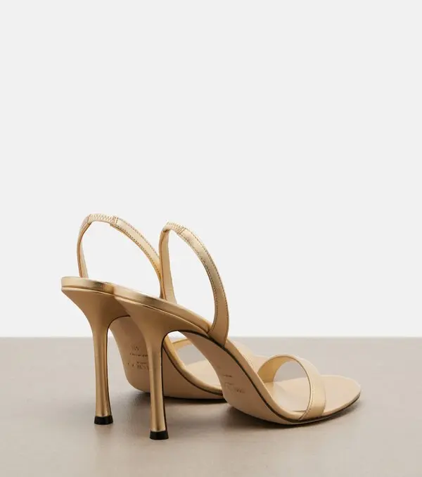 JIMMY CHOO Jenn Metallic Leather Slingback Sandals - Gold