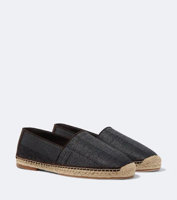 Brunello Cucinelli Suede-trimmed Espadrilles - Black
