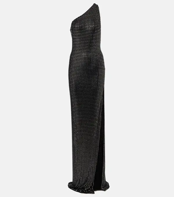 Gucci Embellished One-shoulder Jersey Gown - Black