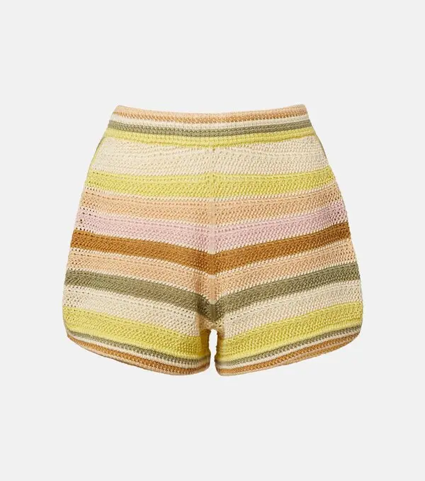 Zimmermann Indra Crochet Striped Cotton Shorts - Multicoloured