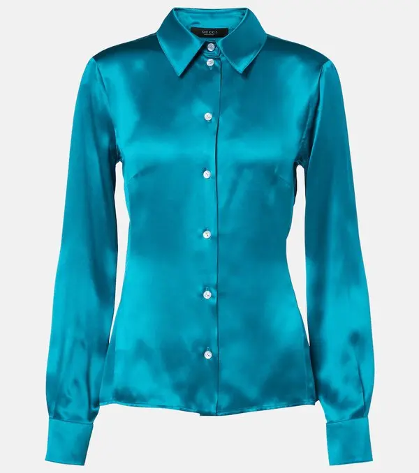 Gucci Silk Satin Shirt - Blue