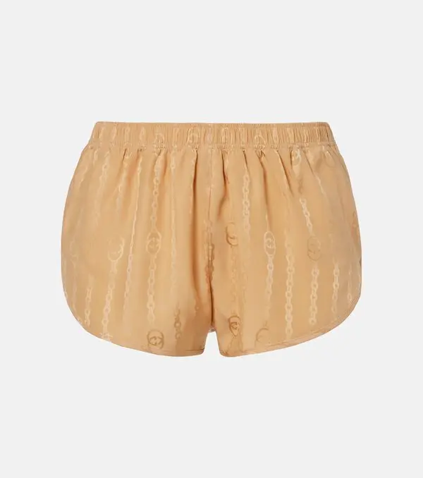 Gucci Interlocking G Silk Jacquard Shorts - Beige