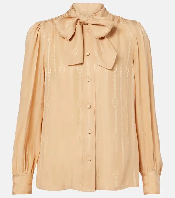 Gucci Interlocking G Silk Jacquard Shirt - Beige