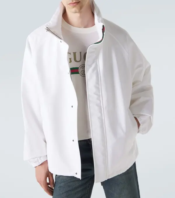 Gucci Cotton Canvas Blouson Jacket With Concealed Hood