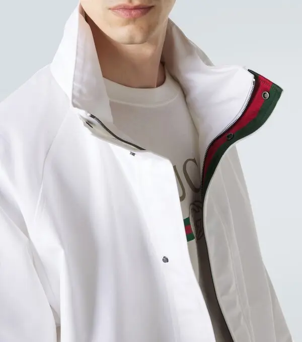 Gucci Cotton Canvas Blouson Jacket With Concealed Hood