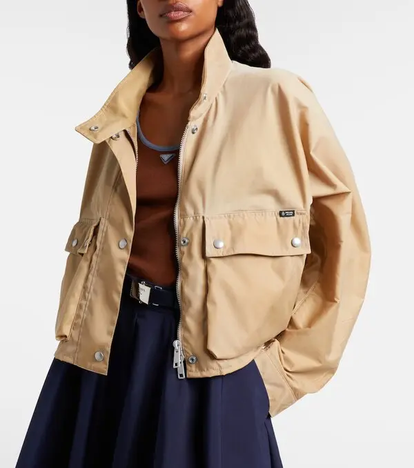 Prada Re-nylon Cropped Jacket - Beige