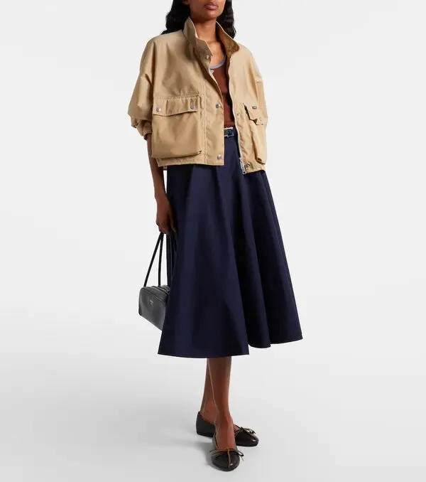 Prada Re-nylon Cropped Jacket - Beige