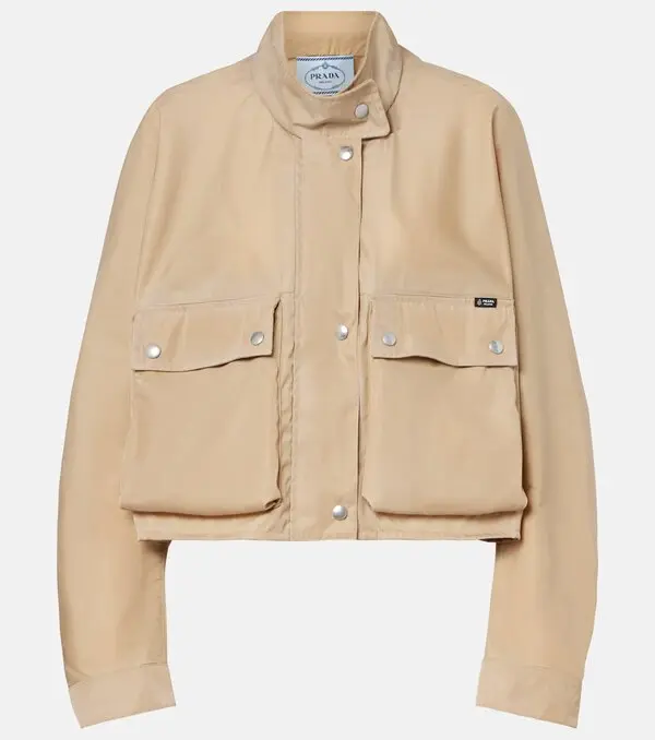 Prada Re-nylon Cropped Jacket - Brown