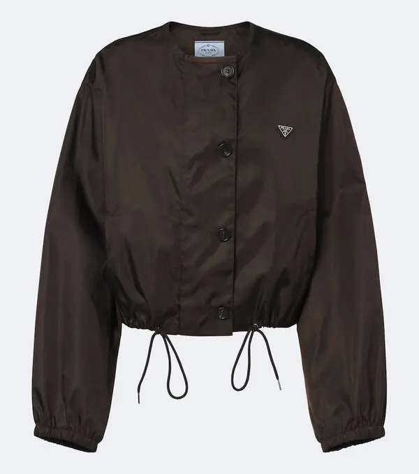Prada Re-nylon Cropped Jacket - Brown