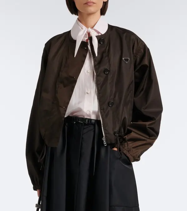 Prada Re-nylon Cropped Jacket - Brown
