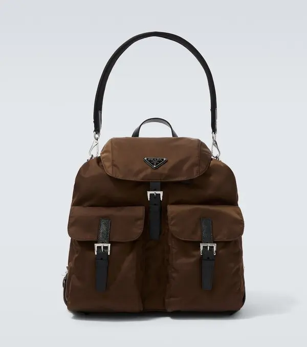 Prada Re-nylon Leather-trimmed Backpack - Brown