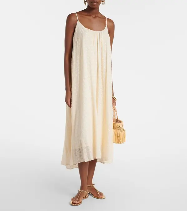 ERES Confidentielle Silk And Cotton Midi Dress - Yellow