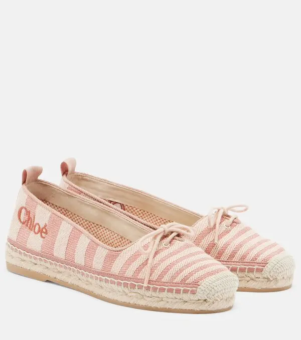 Chloé Isla Striped Canvas Espadrilles - Pink