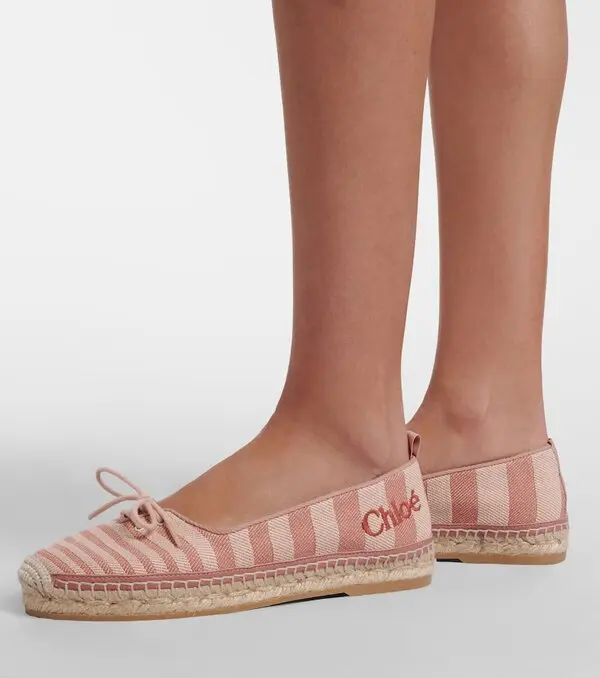 Chloé Isla Striped Canvas Espadrilles - Pink
