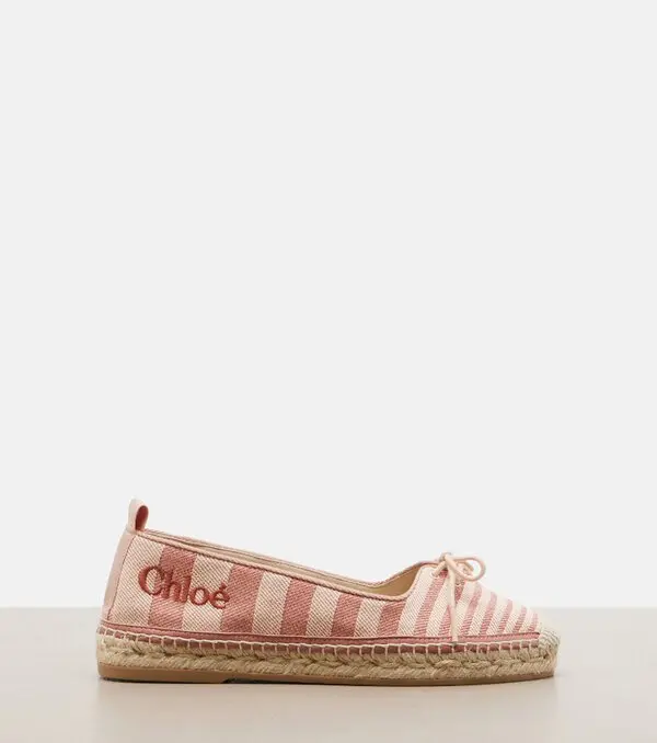 Chloé Isla Striped Canvas Espadrilles - Pink