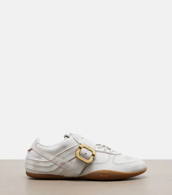 Miu Miu Bianco Leather Gymnasium Sneakers - White