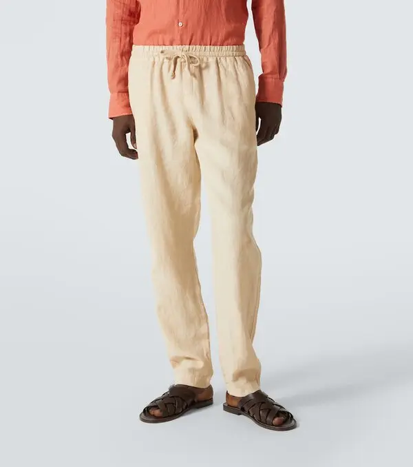 Fedeli Linen Drawstring Trousers - Beige