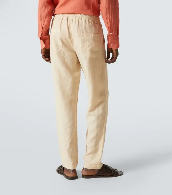 Fedeli Linen Drawstring Trousers - Beige
