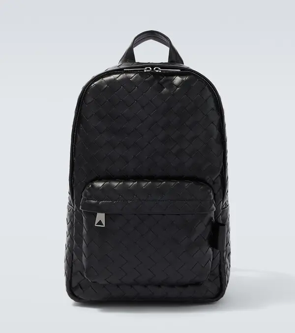 Bottega Veneta Intrecciato Leather Backpack - Black