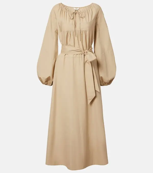 Vince Belted Cotton Poplin Midi Dress - Beige