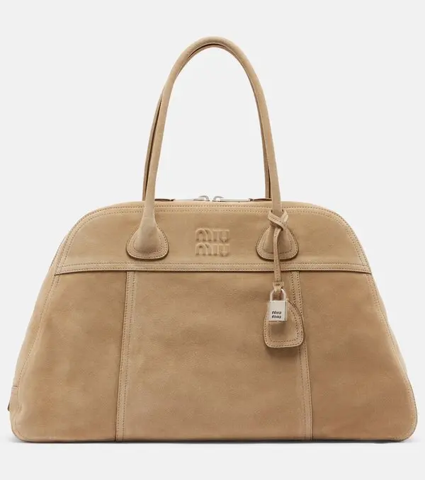 Miu Miu Suede Bowling Bag - Beige