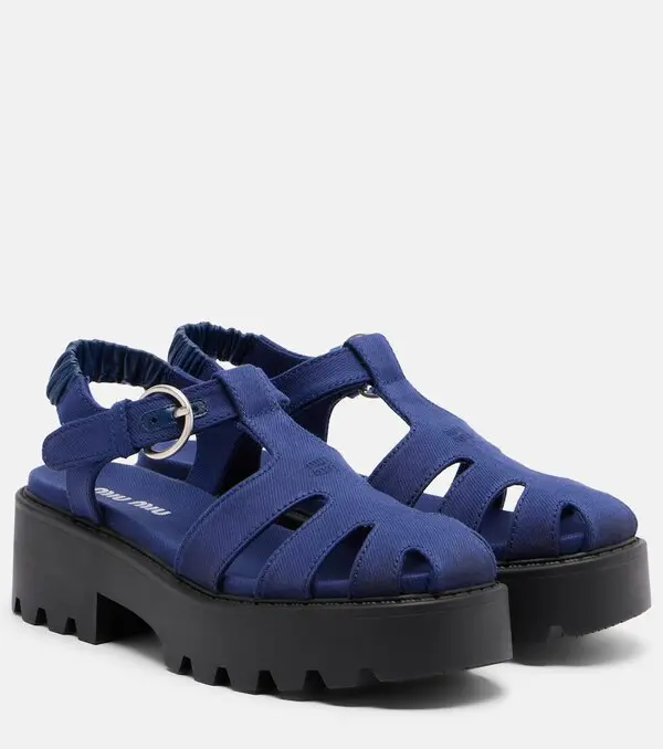 Miu Miu Platform Slingback Sandals - Blue