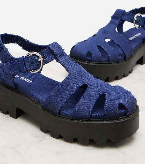 Miu Miu Platform Slingback Sandals - Blue