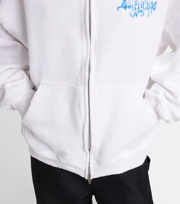 Balenciaga Logo Cotton Jersey Zip-up Hoodie