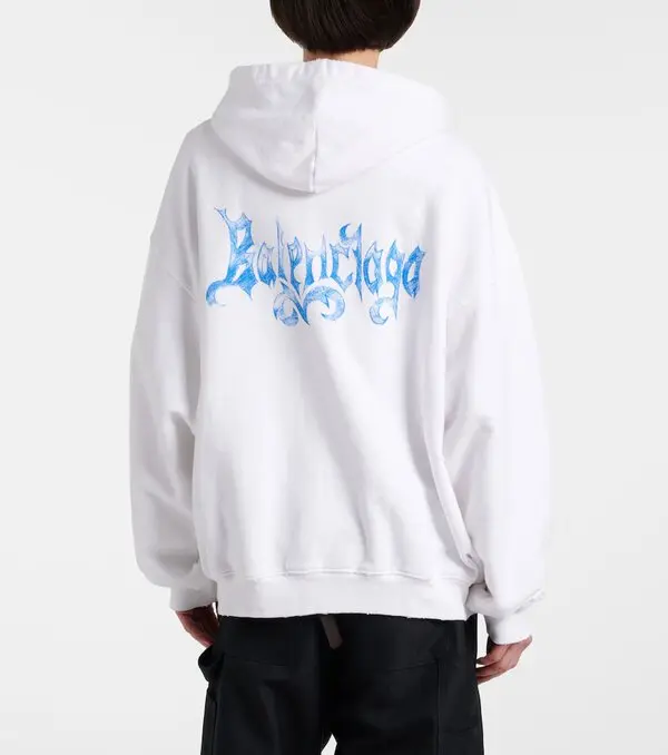 Balenciaga Logo Cotton Jersey Zip-up Hoodie
