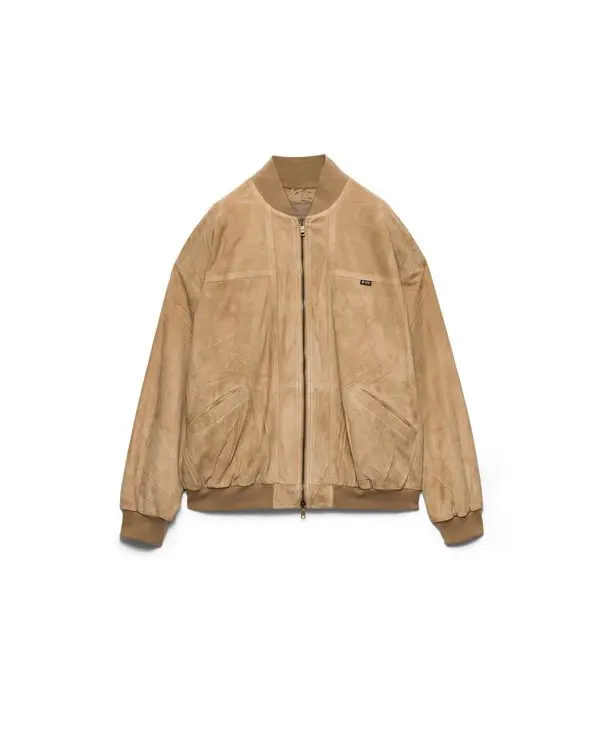 Prada Suede Zip-up Jacket - Neutral