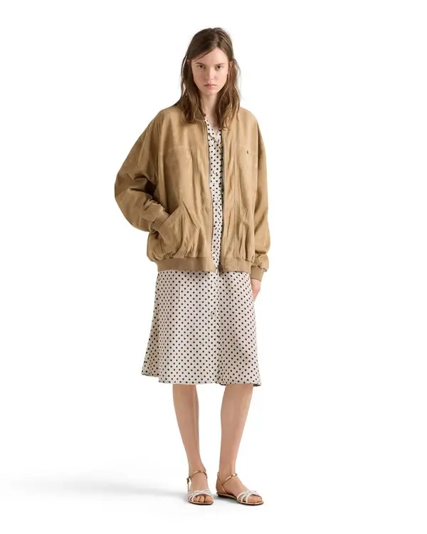 Prada Suede Zip-up Jacket - Neutral