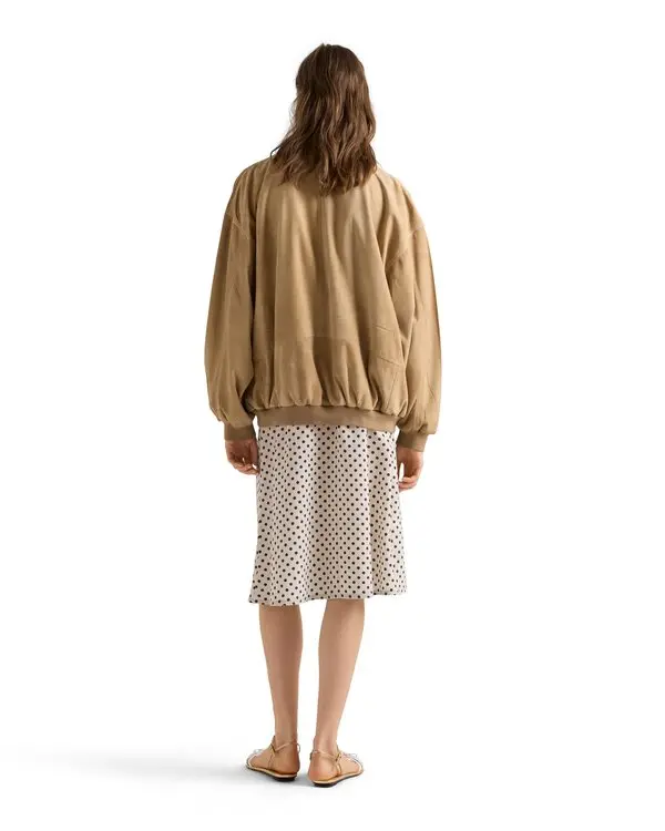 Prada Suede Zip-up Jacket - Neutral
