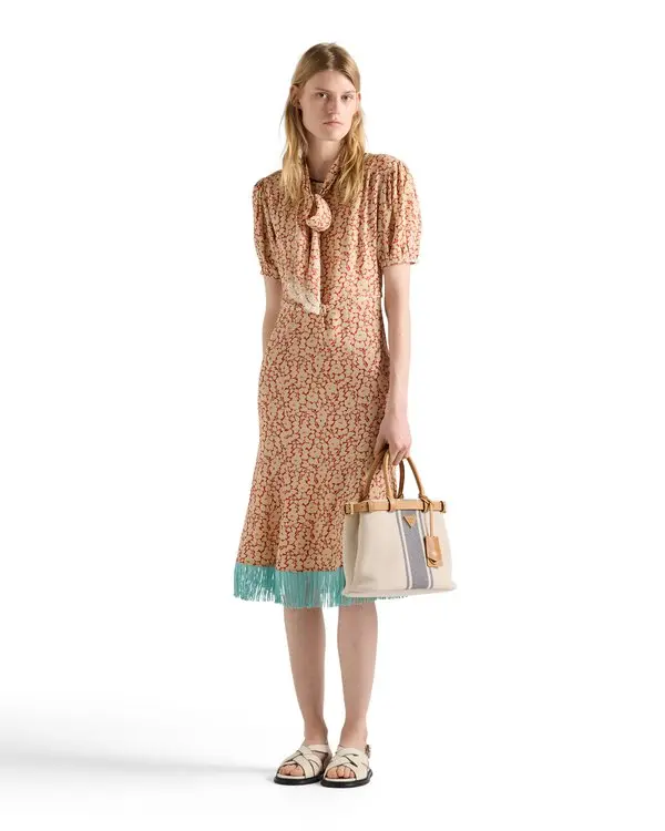 Prada Small Canvas And Leather Bag