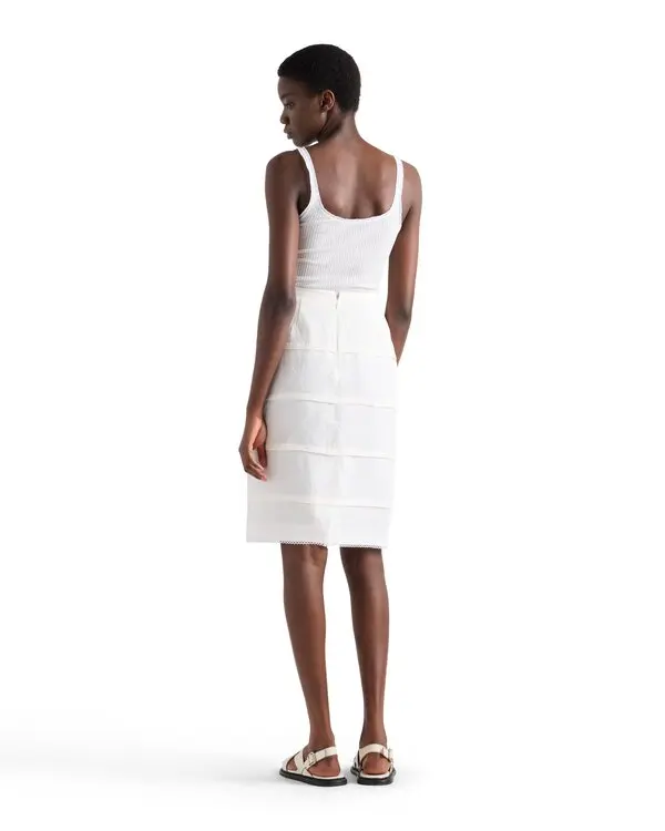 Prada Embroidered Linen Pencil Skirt