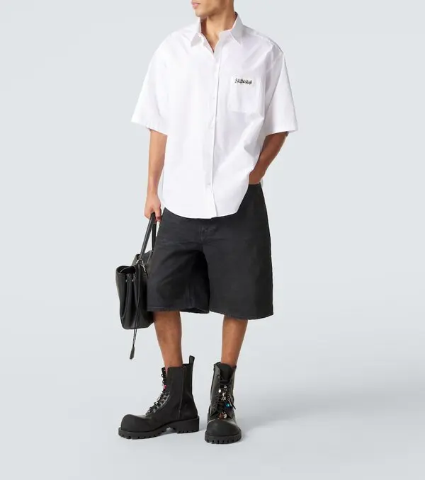 Balenciaga Belted Denim Bermuda Shorts