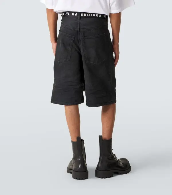 Balenciaga Belted Denim Bermuda Shorts