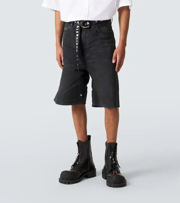 Balenciaga Belted Denim Bermuda Shorts