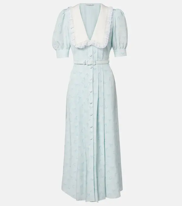 Alessandra Rich Floral Silk Midi Dress