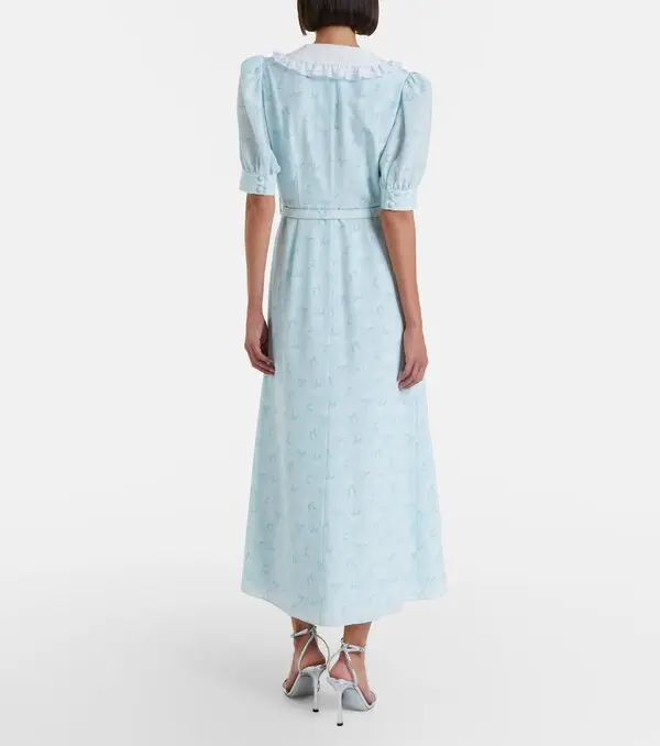 Alessandra Rich Floral Silk Midi Dress