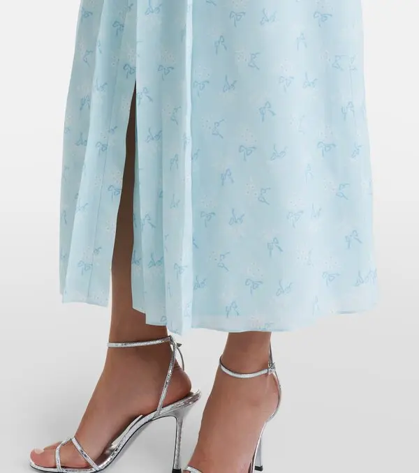 Alessandra Rich Floral Silk Midi Dress