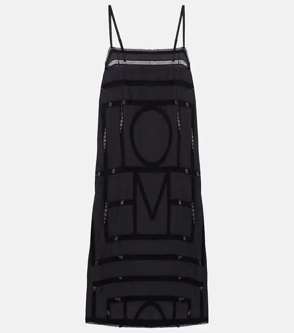 TOTEME Embroidered Silk Midi Dress - Black
