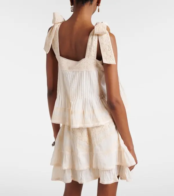 JULIET DUNN Lace-trimmed Cotton Top