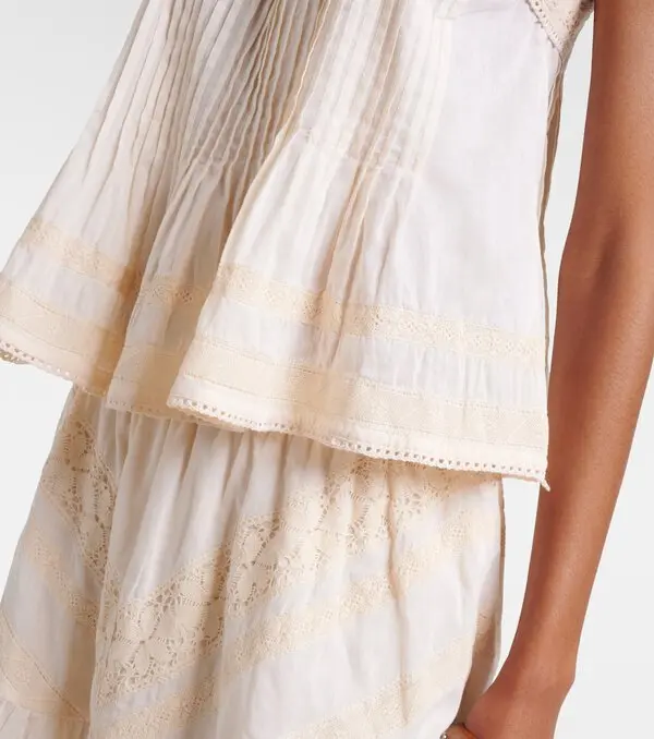 JULIET DUNN Lace-trimmed Cotton Top