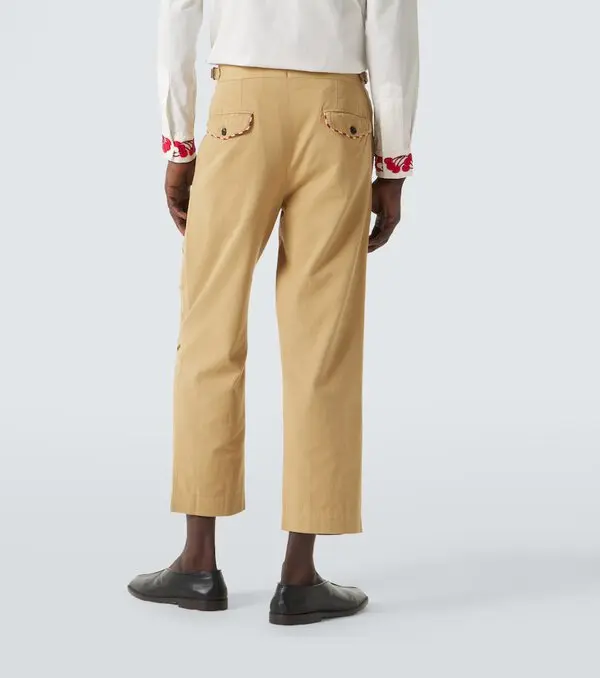BODE Feather Runner Cotton Straight Pants - Beige