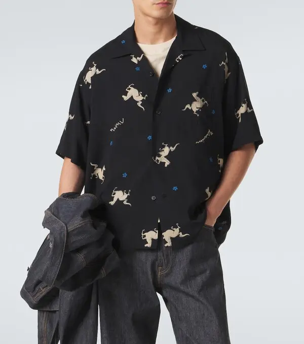 Visvim Crosby Printed Bowling Shirt - Blue