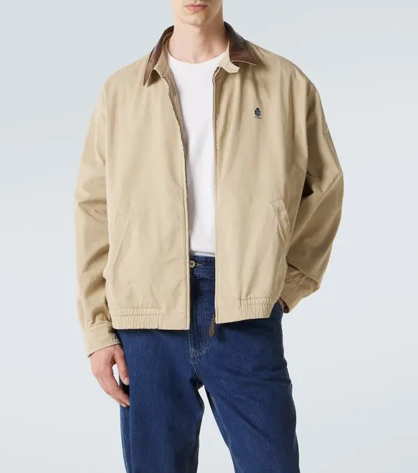 Prada Cotton Blouson Jacket With Leather Trim