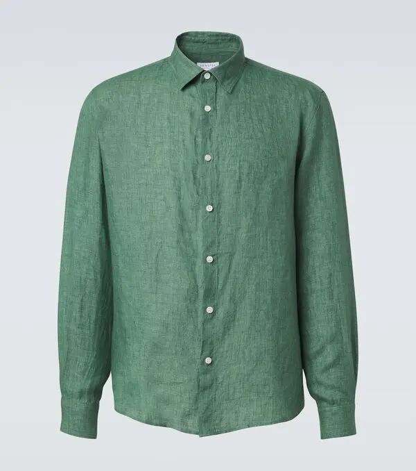 Sunspel Linen Shirt - Green