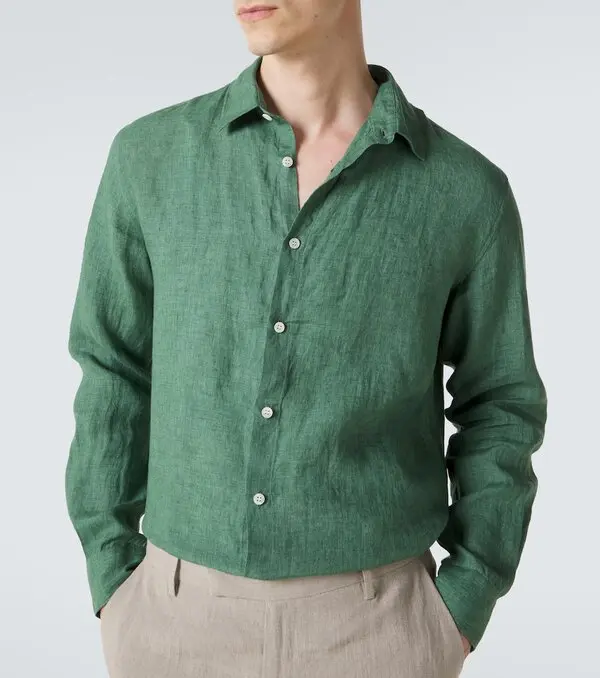 Sunspel Linen Shirt - Green