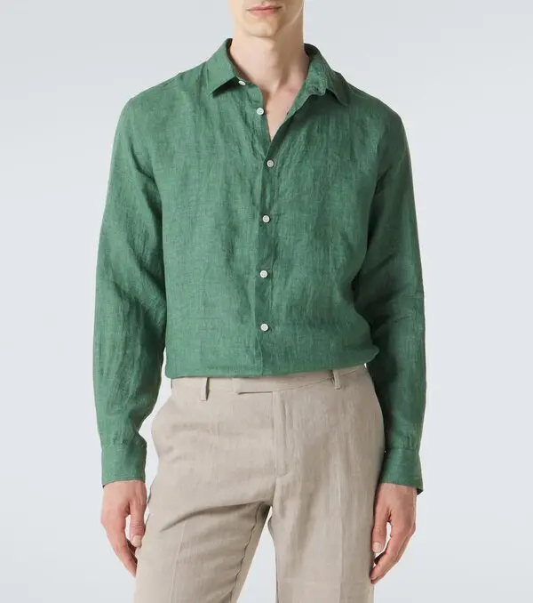 Sunspel Linen Shirt - Green