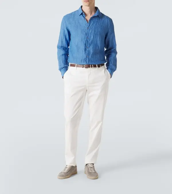Sunspel Linen Shirt - Blue